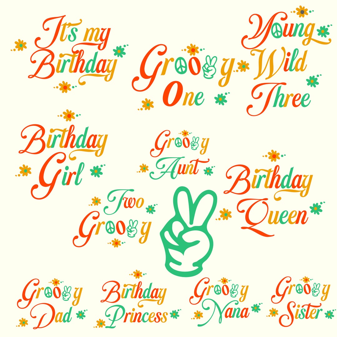 Vintage Mega Groovy Family SVG PNG Bundle, Two Groovy Svg, Birthday Svg ...