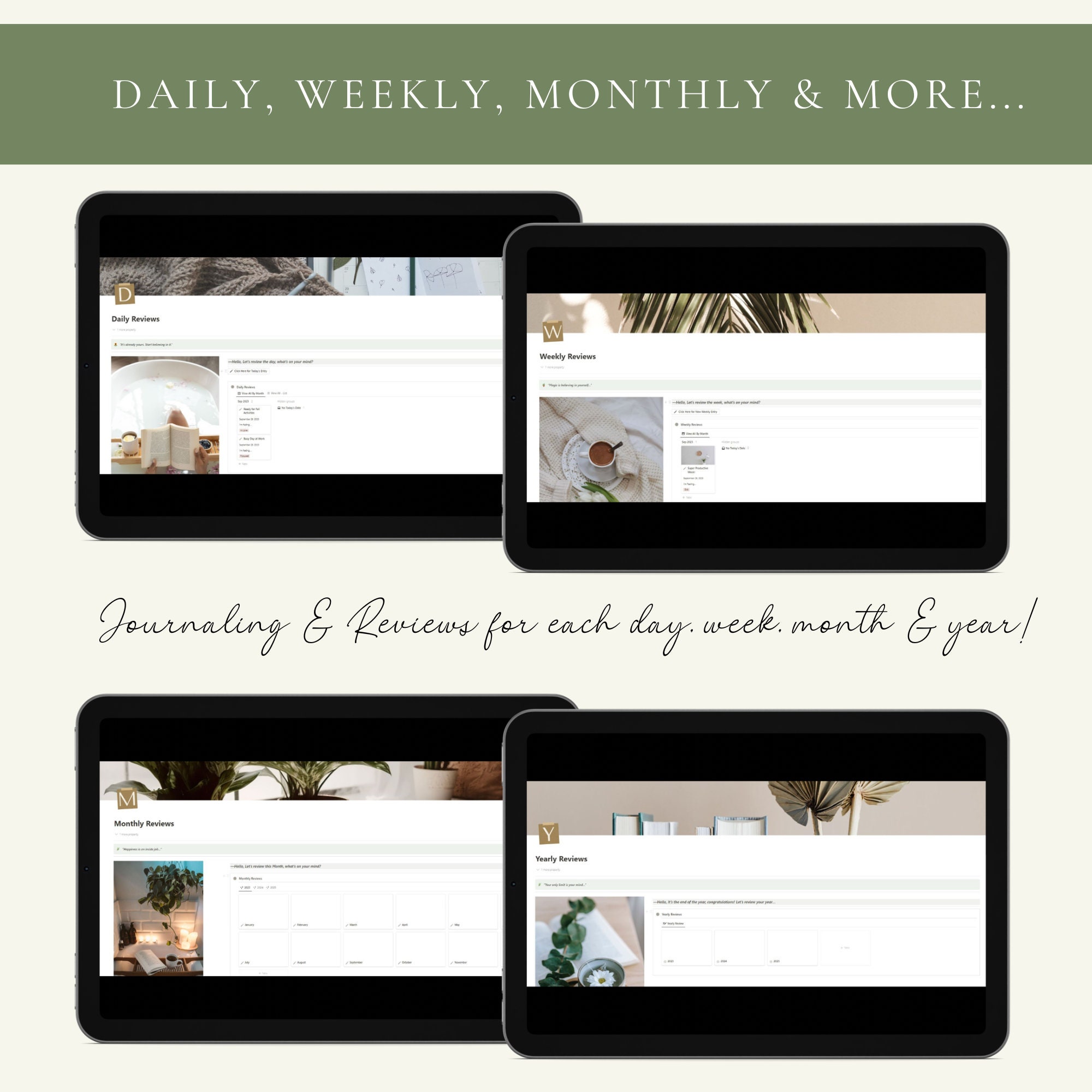 Digital Notion Daily Review & Reflection Journal Template - Etsy