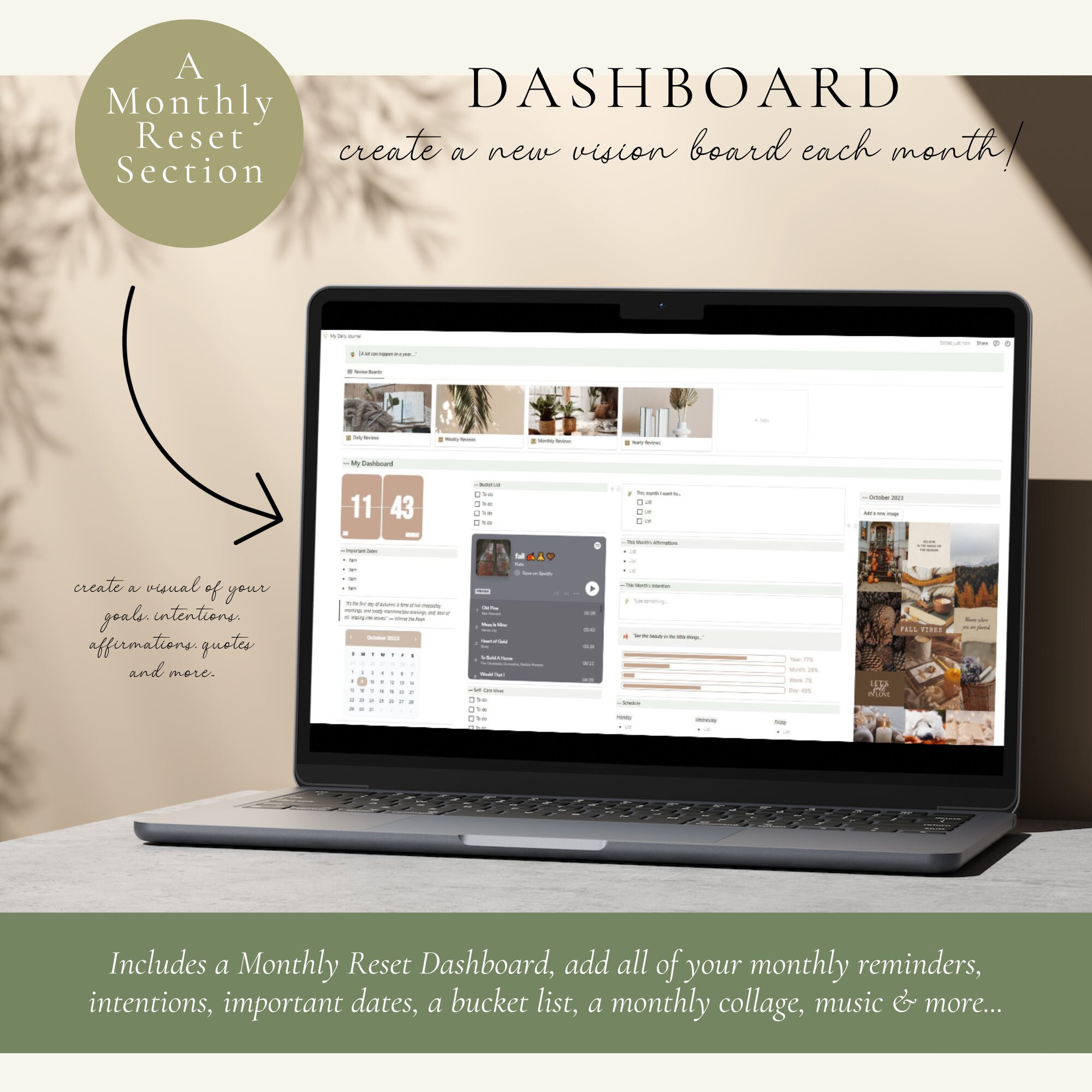 Digital Notion Daily Review & Reflection Journal Template - Etsy