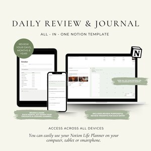 Digital Notion Daily Review & Reflection Journal Template - Etsy