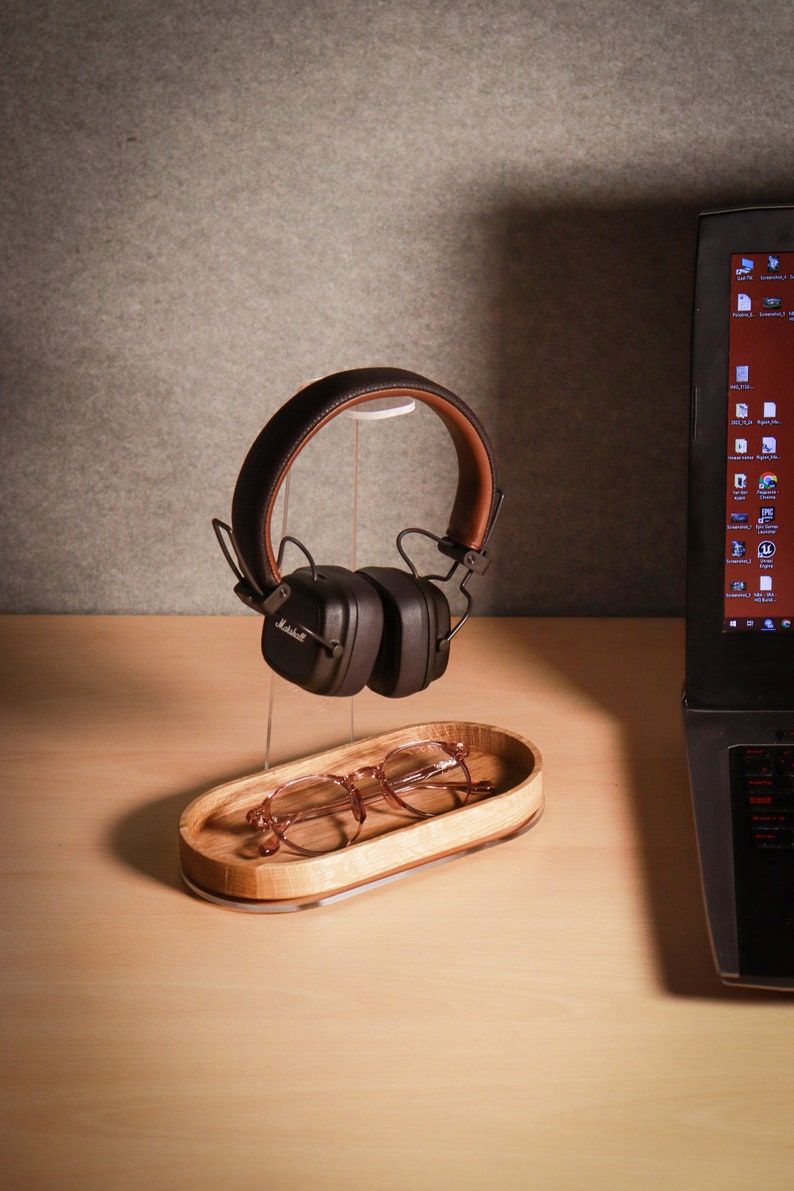 Gaming Headphone Stand Wooden Headset Holder Airpods Max Stand Desk ...