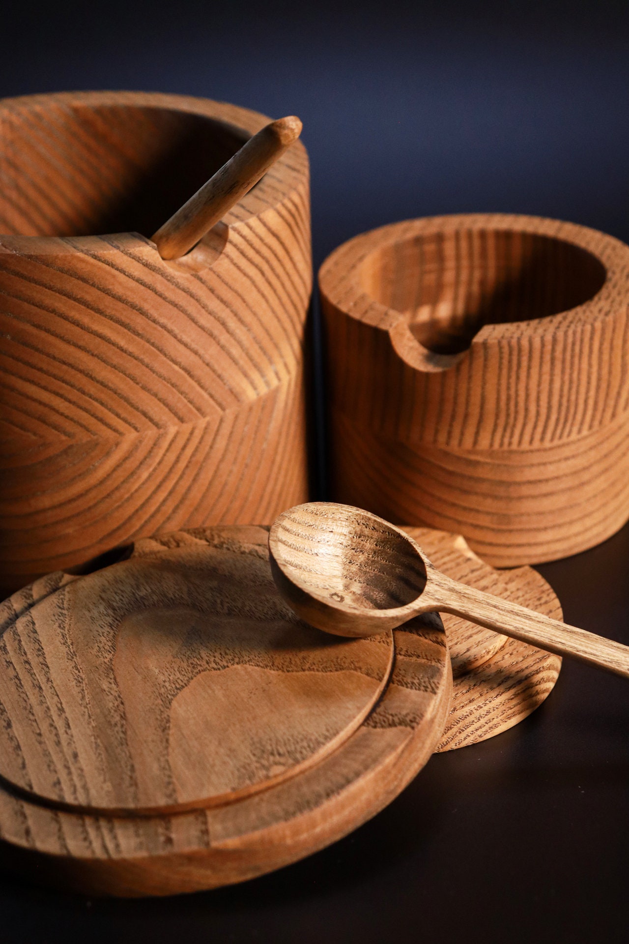 Personalized Wood Containers Set Spice Jars Spice Organizer Wooden Jar ...