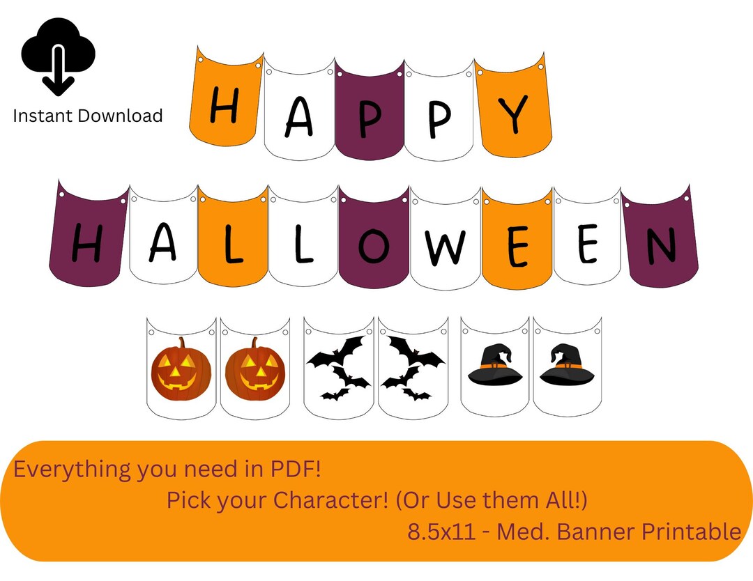 Happy Halloween - Bunting Banner - PDF Download - Etsy