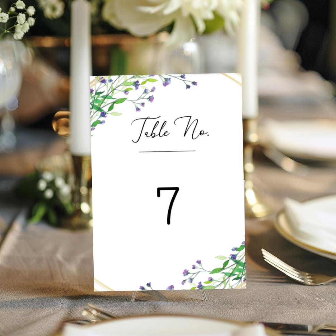 Floral Wedding Table Numbers, Printable Table Number, Wedding Photo ...