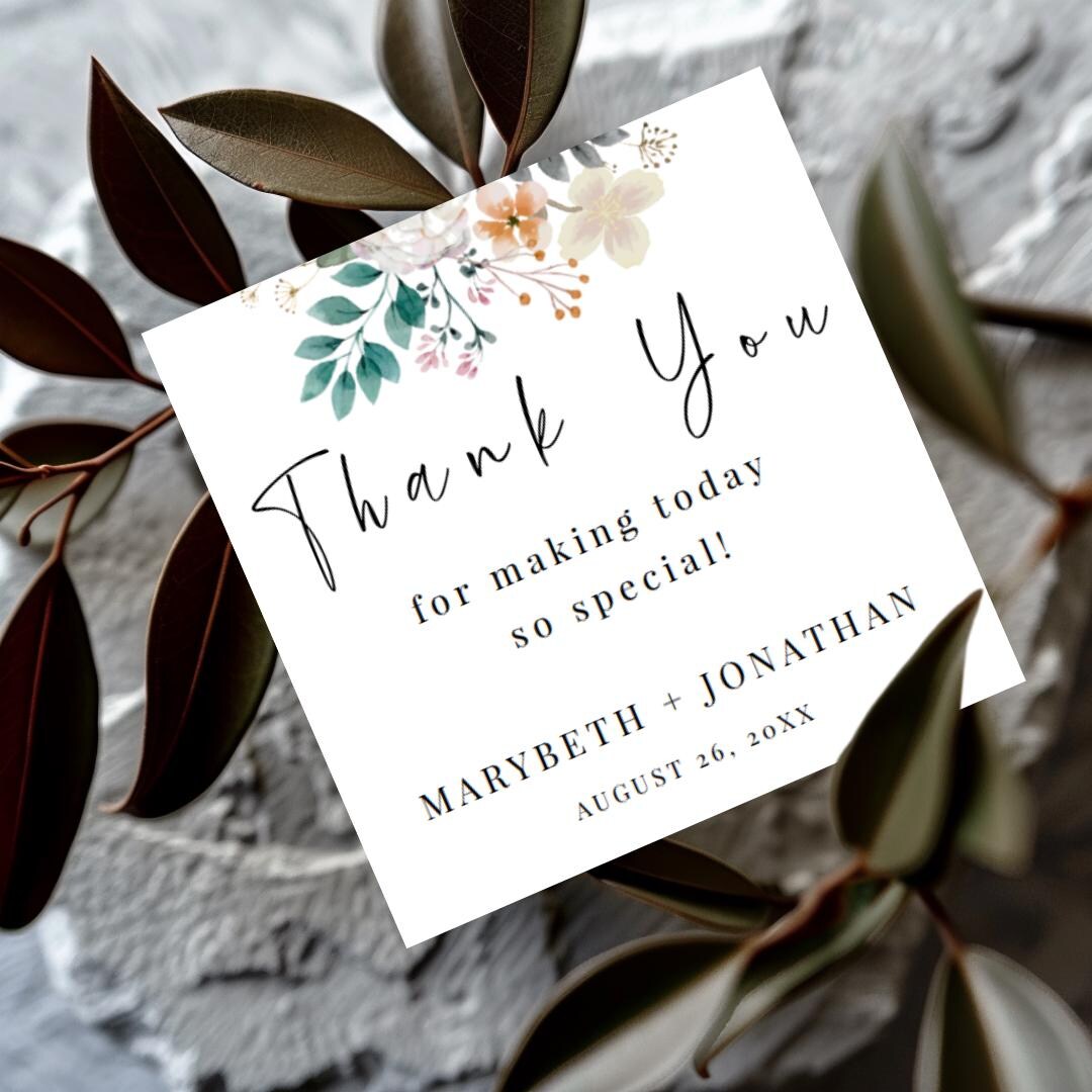 Wedding Favor Tags, Wedding Thank You Tags, Printable Thank You Tag ...
