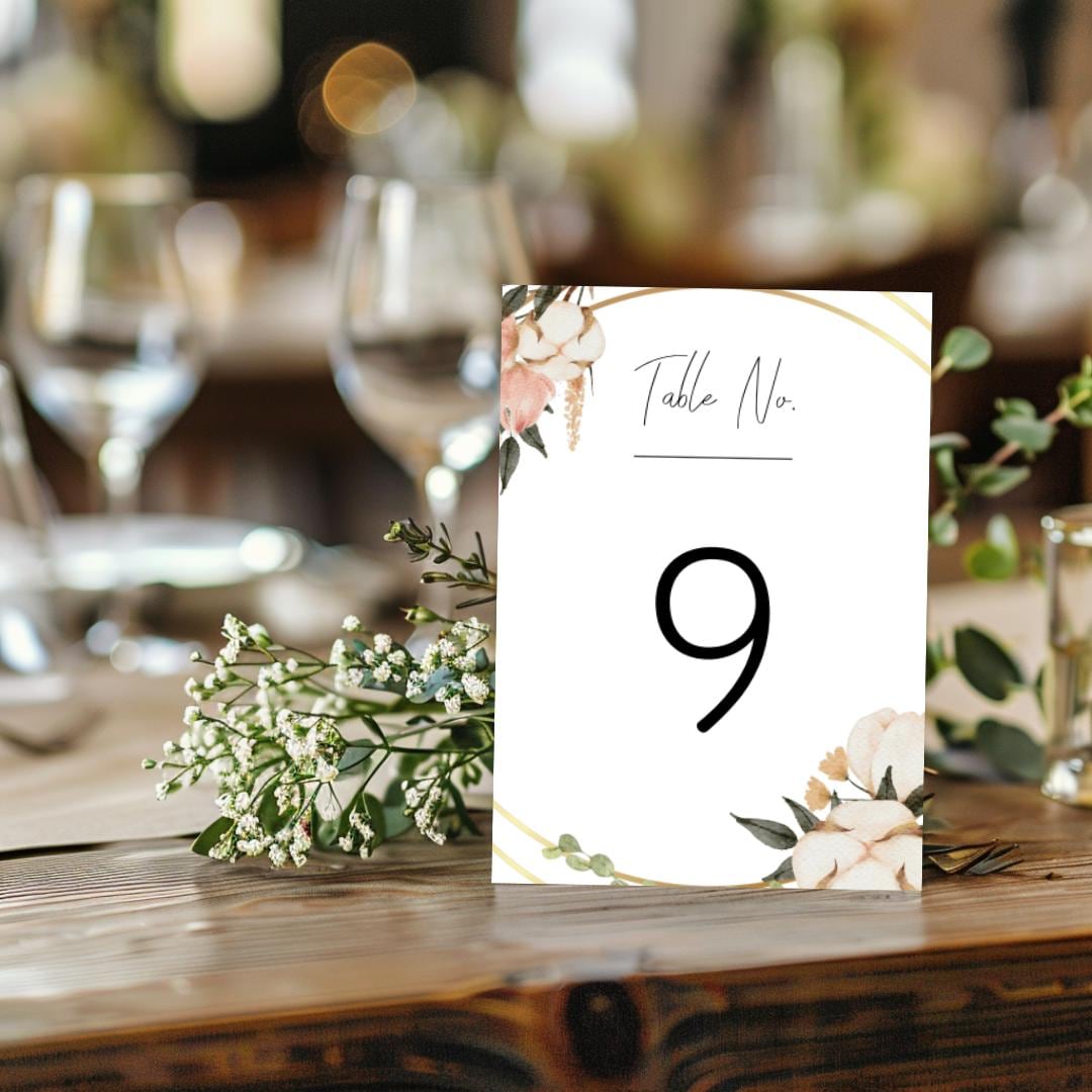 Floral Wedding Table Numbers, Printable Table Number, Wedding Photo ...