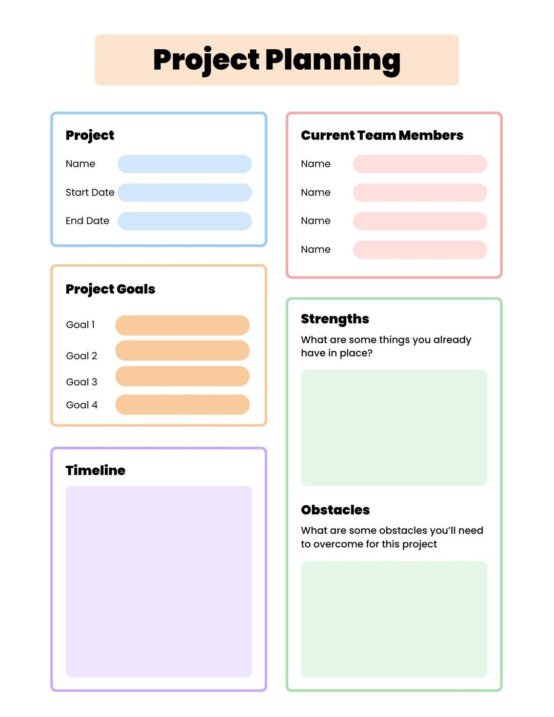 Simple Project Planning Template - Etsy