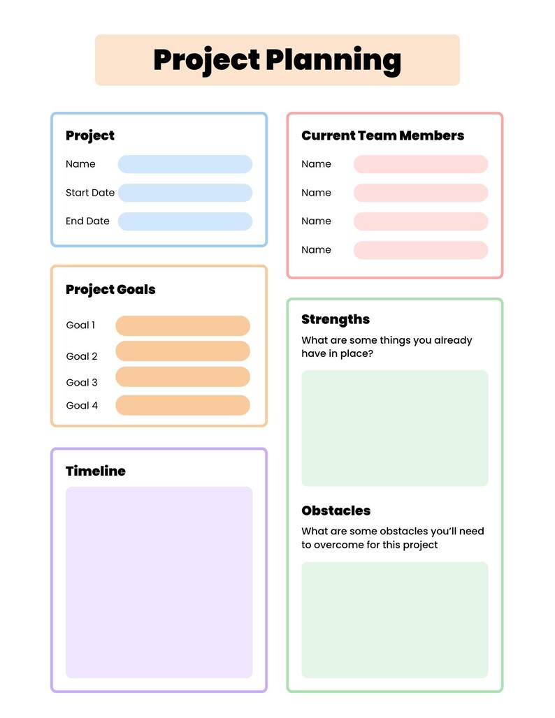 Simple Project Planning Template - Etsy