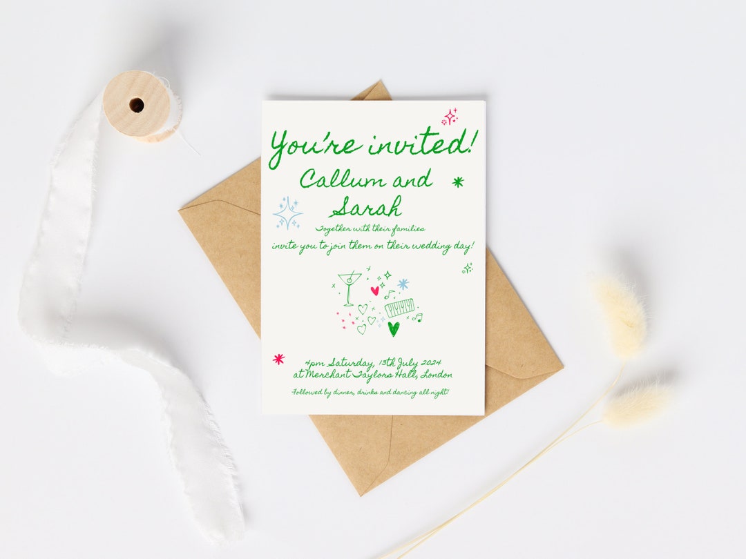 Handwriting Wedding Invitation Template - Etsy