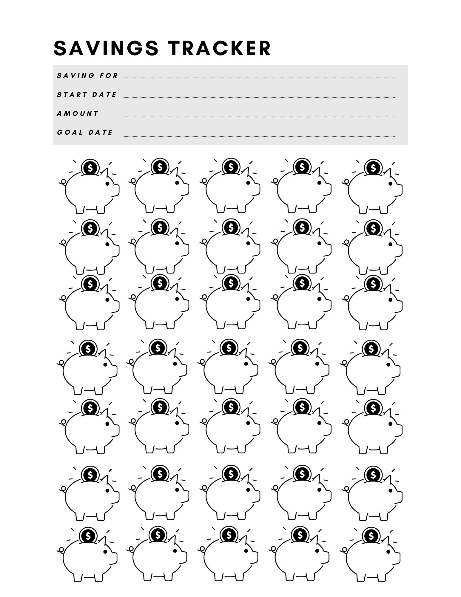 Piggy Bank Savings Tracker - Etsy