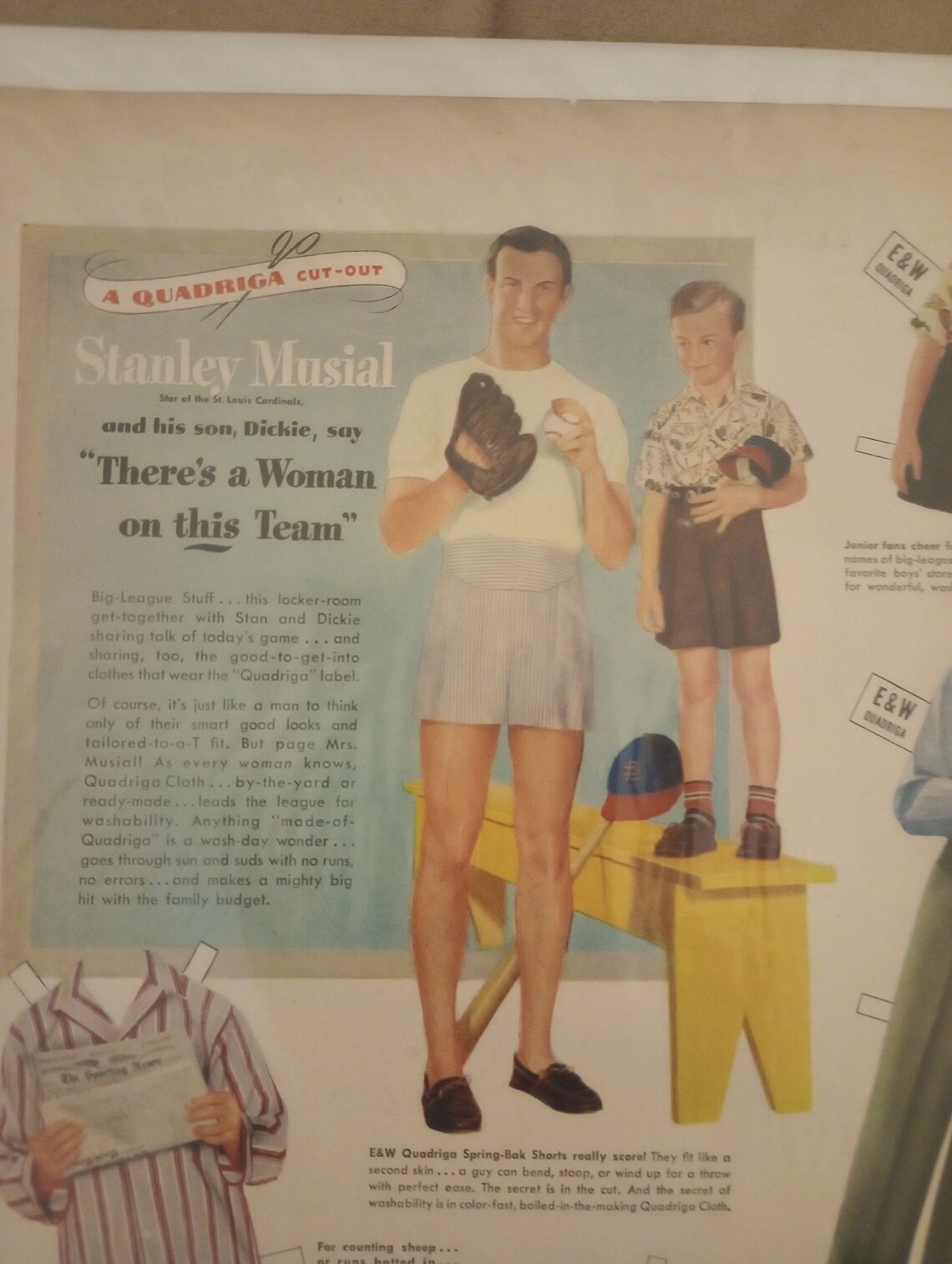 Vintage 1948 Stan Musial & Son Cut Out Doll Ad for Ely Walker St Louis ...