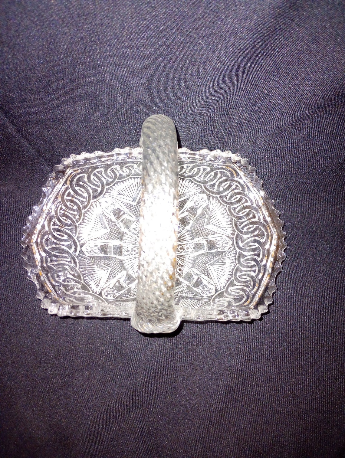 Beautiful Crystal Clear Glass Basket With Applied Handle - Etsy