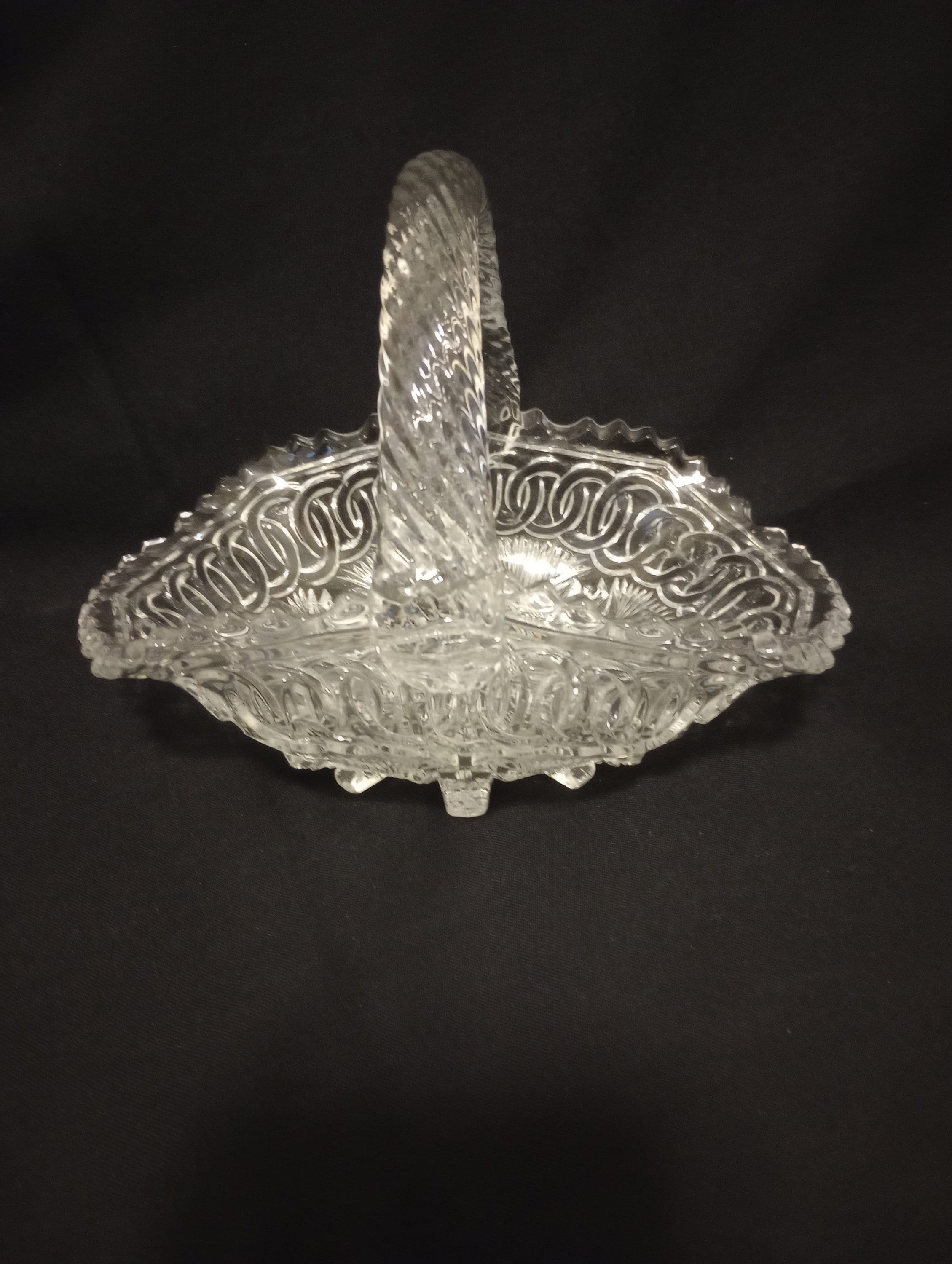 Beautiful Crystal Clear Glass Basket With Applied Handle - Etsy