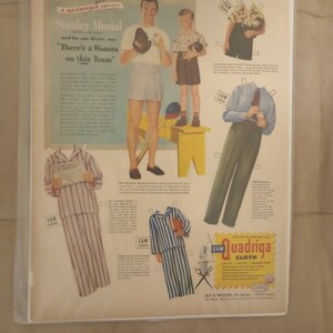 Vintage 1948 Stan Musial & Son Cut Out Doll Ad for Ely Walker St Louis ...