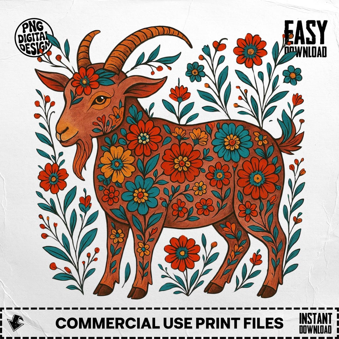 Floral Goat Png Goat Clipart Flower Goat Png Boho Goat Png Watercolor ...