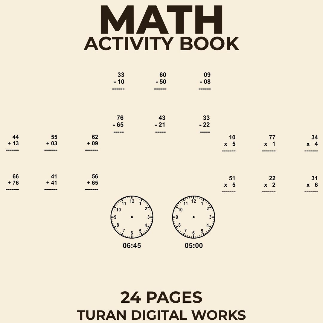 Math Activity Book for Kids | Addition Subtraction Multiplication ...