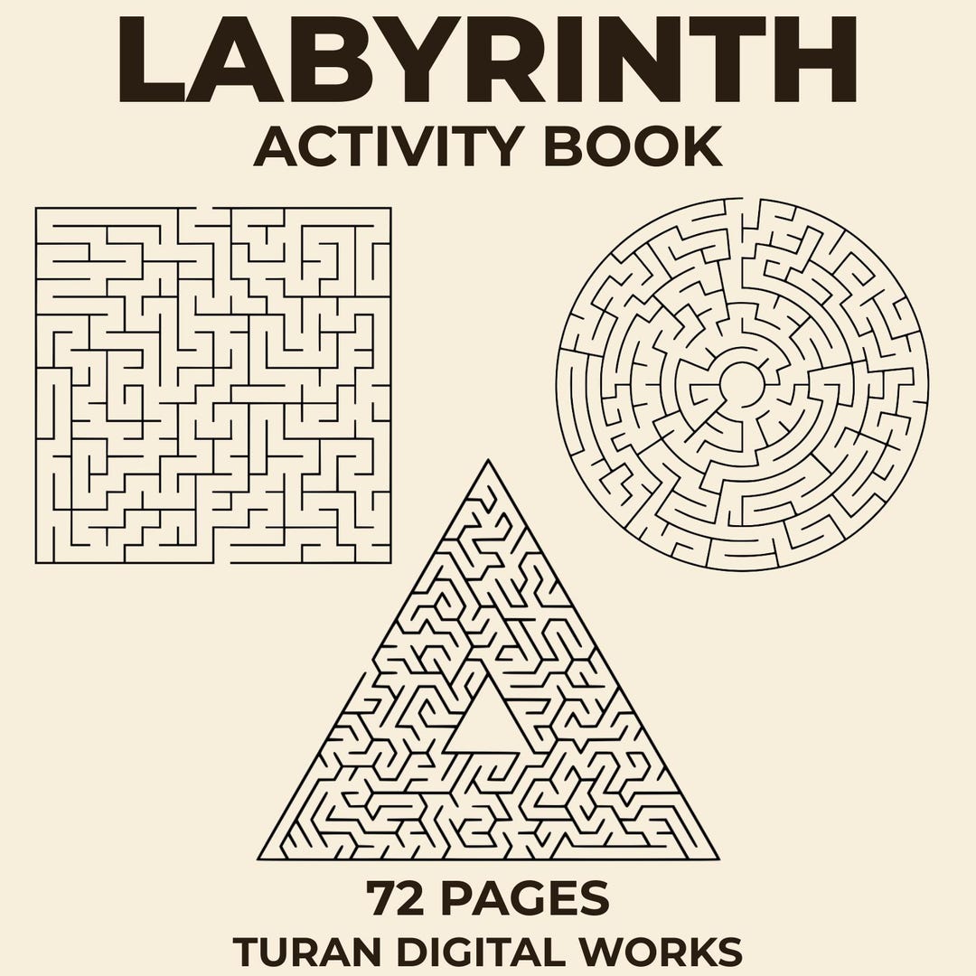 Labyrinth Activity Book – 72 Printable Maze Pages (circular, Square ...