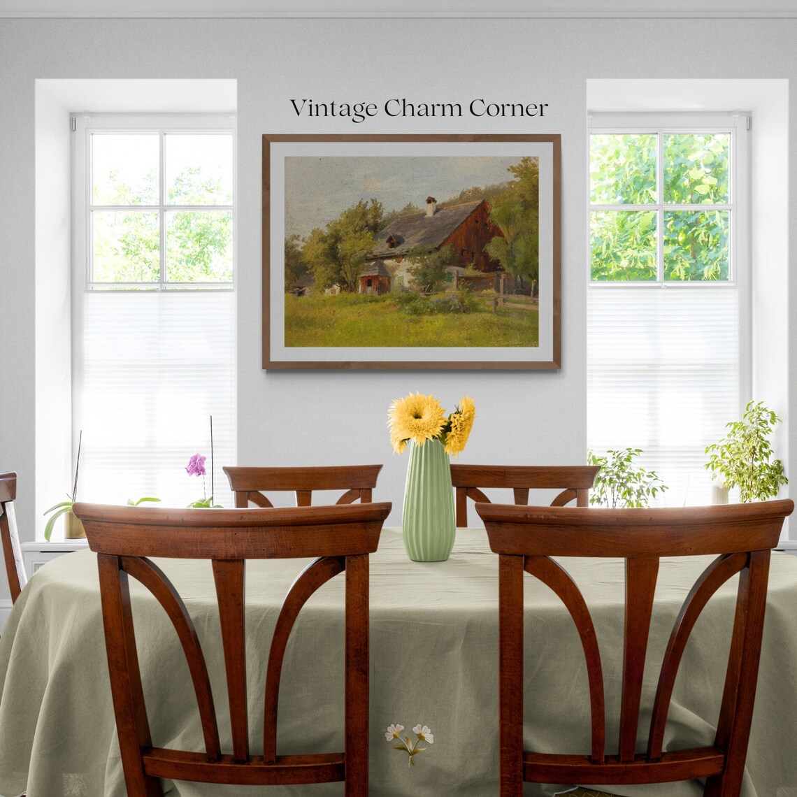 Charming Farmhouse Digital Download, Rustic Countryside Scene Painting ...