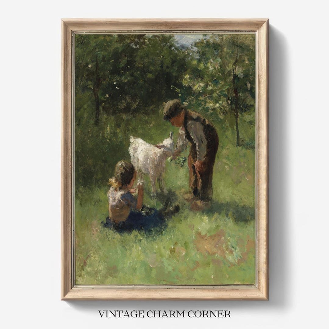 Vintage Children Goat Art Print Digital Download Farm Scene Antique ...