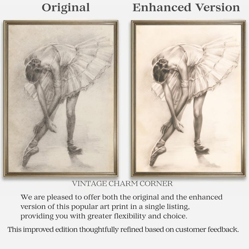 Antique Ballerina Wall Art Original & Enhanced Vintage Ballet Dancer ...