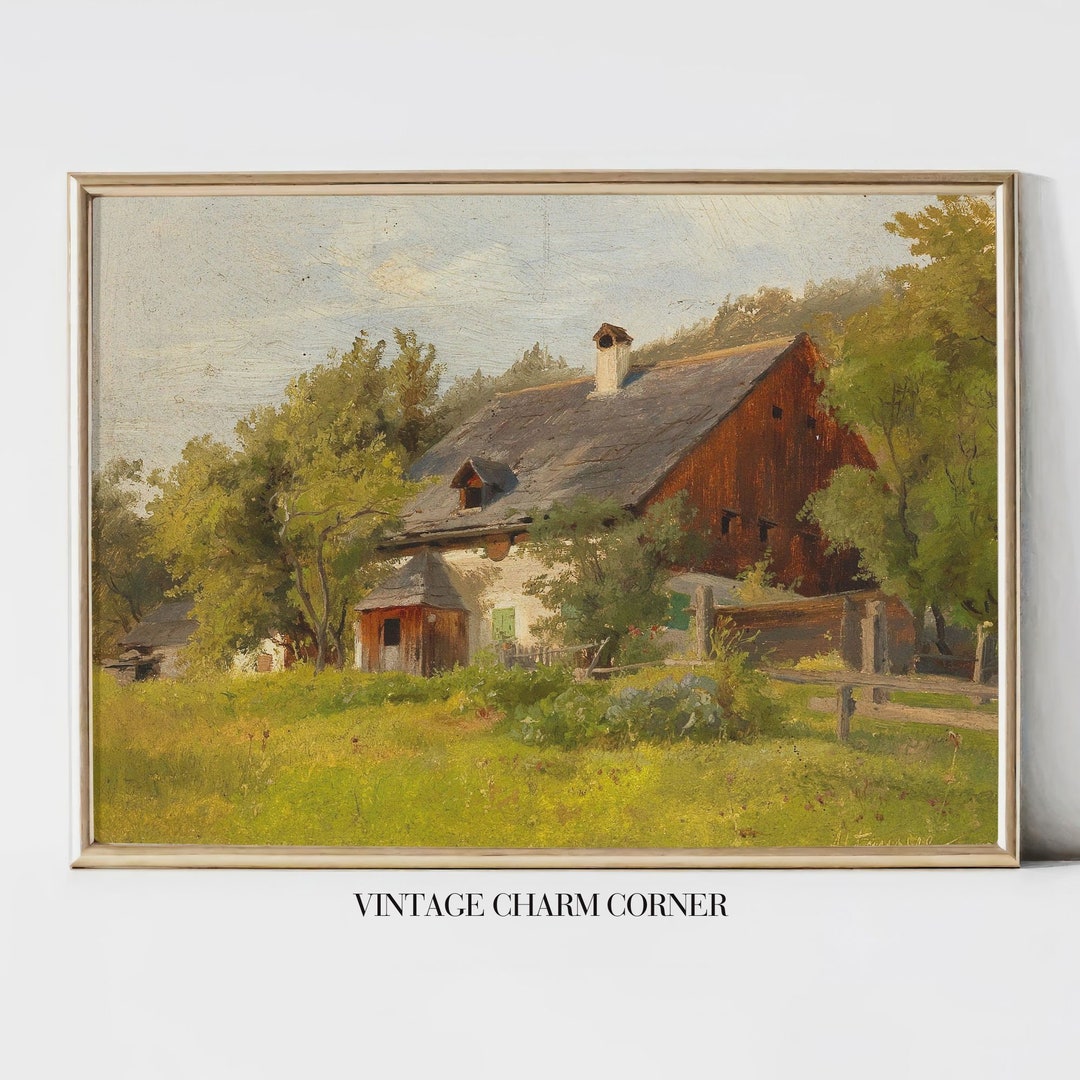 Charming Farmhouse Digital Download, Rustic Countryside Scene Painting ...