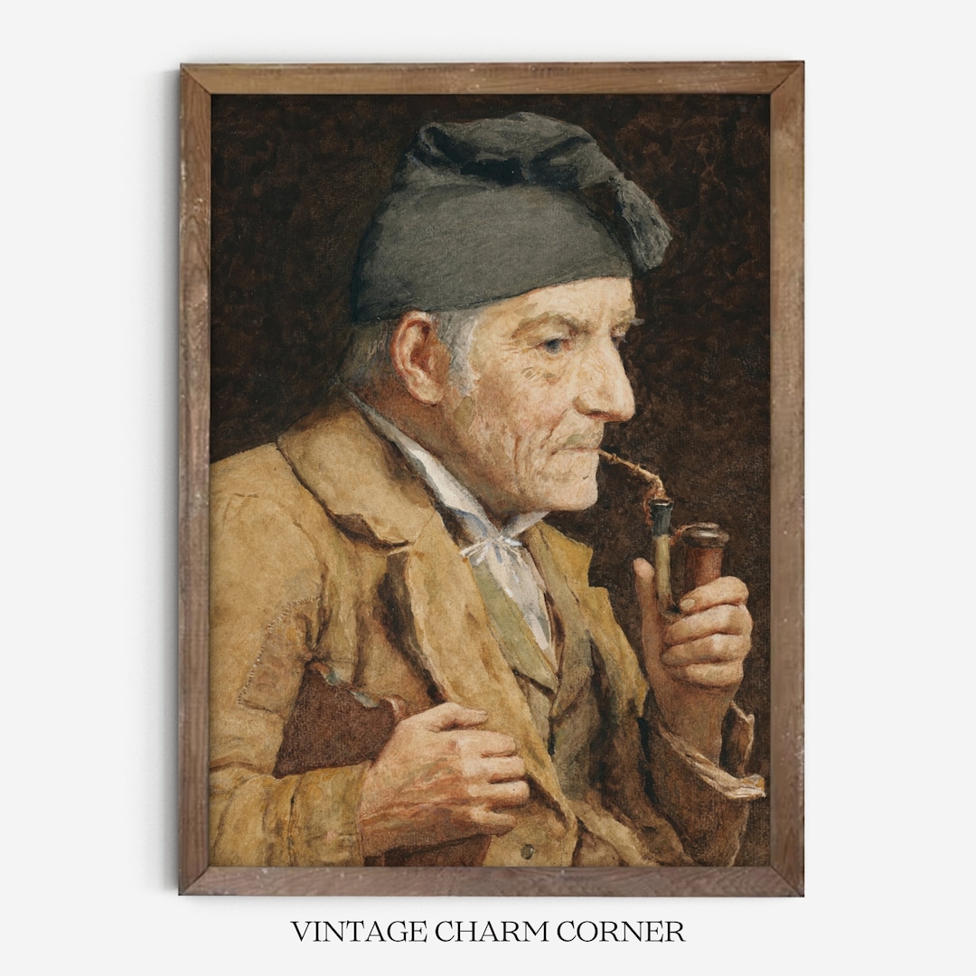 Vintage Gentleman Smoking Pipe Wall Art Printable Antique Style ...