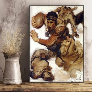 Vintage Rugby Player Wall Art Download American Football Sports Poster ...