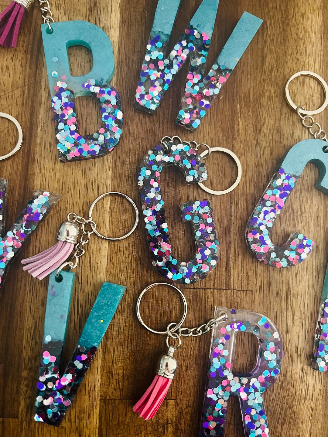 Initial Keychains - Etsy