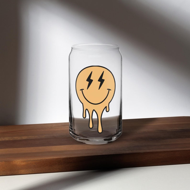 Lightning Bolt Smiley Face Beer Can Glass - Etsy