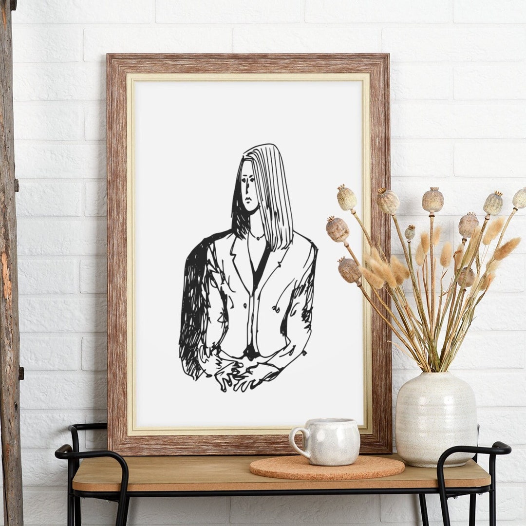 Digital Girl Portrait Sketch in Black and White, Printable PNG Files ...