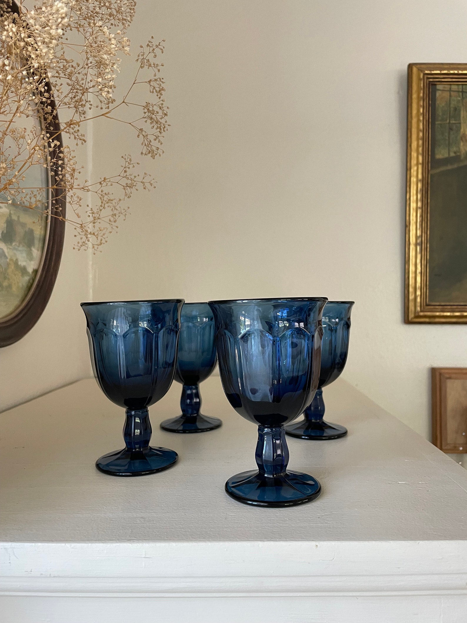 Set of 15 Vintage Cobalt Blue Tumblers, Champagne/tall Sherbet Glasses ...