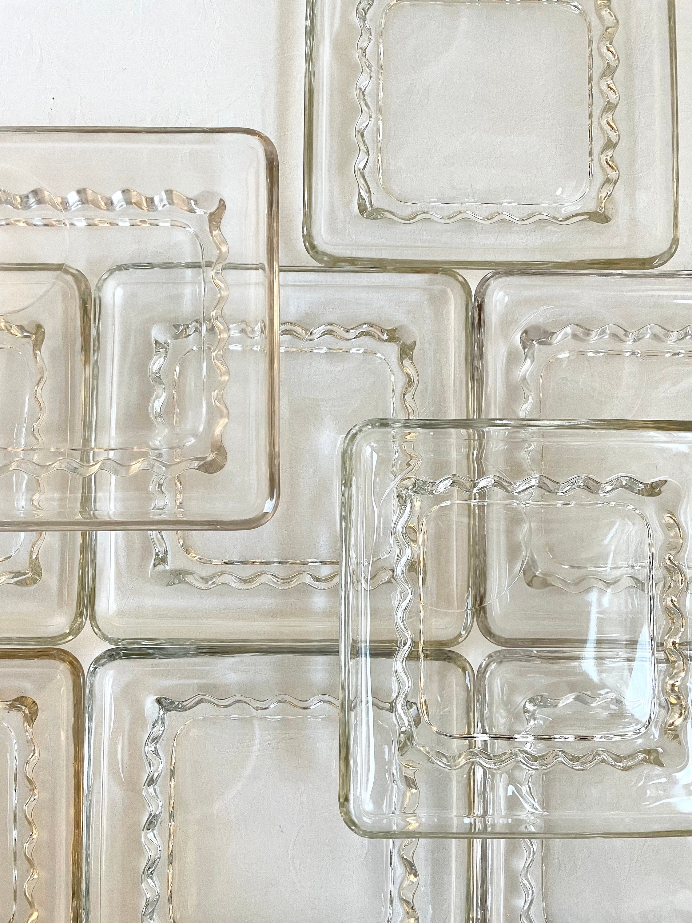 Vintage Glass Snack Trays & Cups Princess Pattern Clear Glass Snack ...
