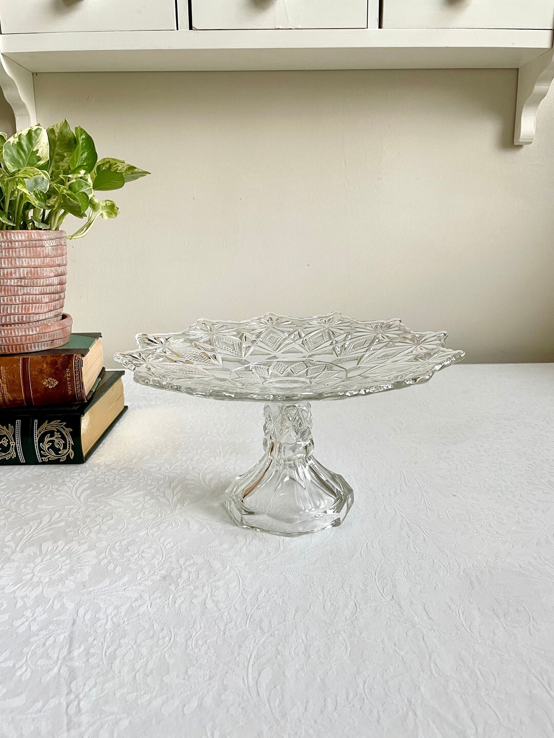 Antique 1900s Dessert Platter - Early American Pressed Glass Vintage ...