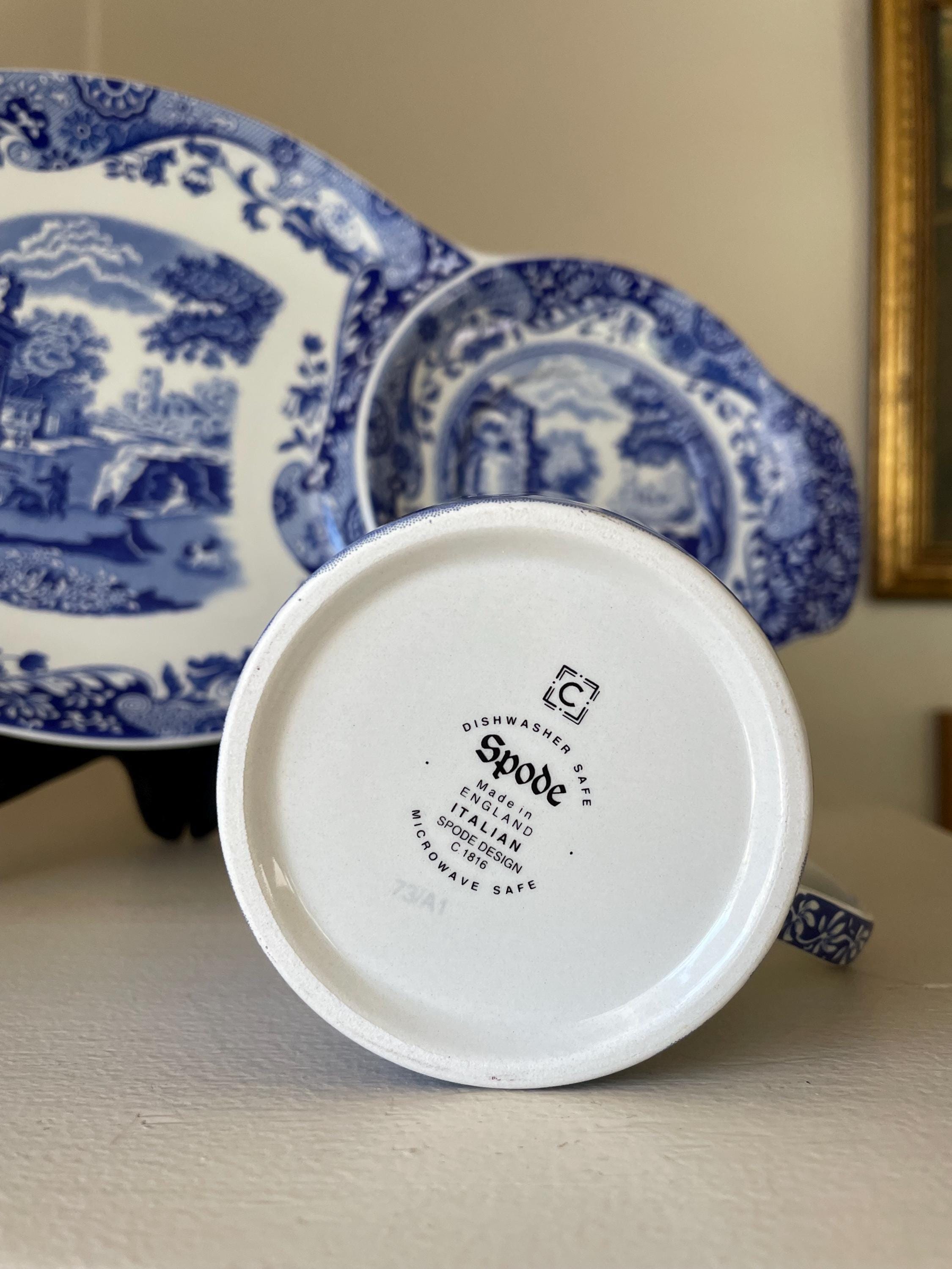 Italian Blue & White Spode Snack Plate and Mug Vintage Blue English Tea ...