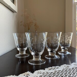 4 Floral Vintage Footed Glasses - Double Old Fashioned Heather by Lenox ...