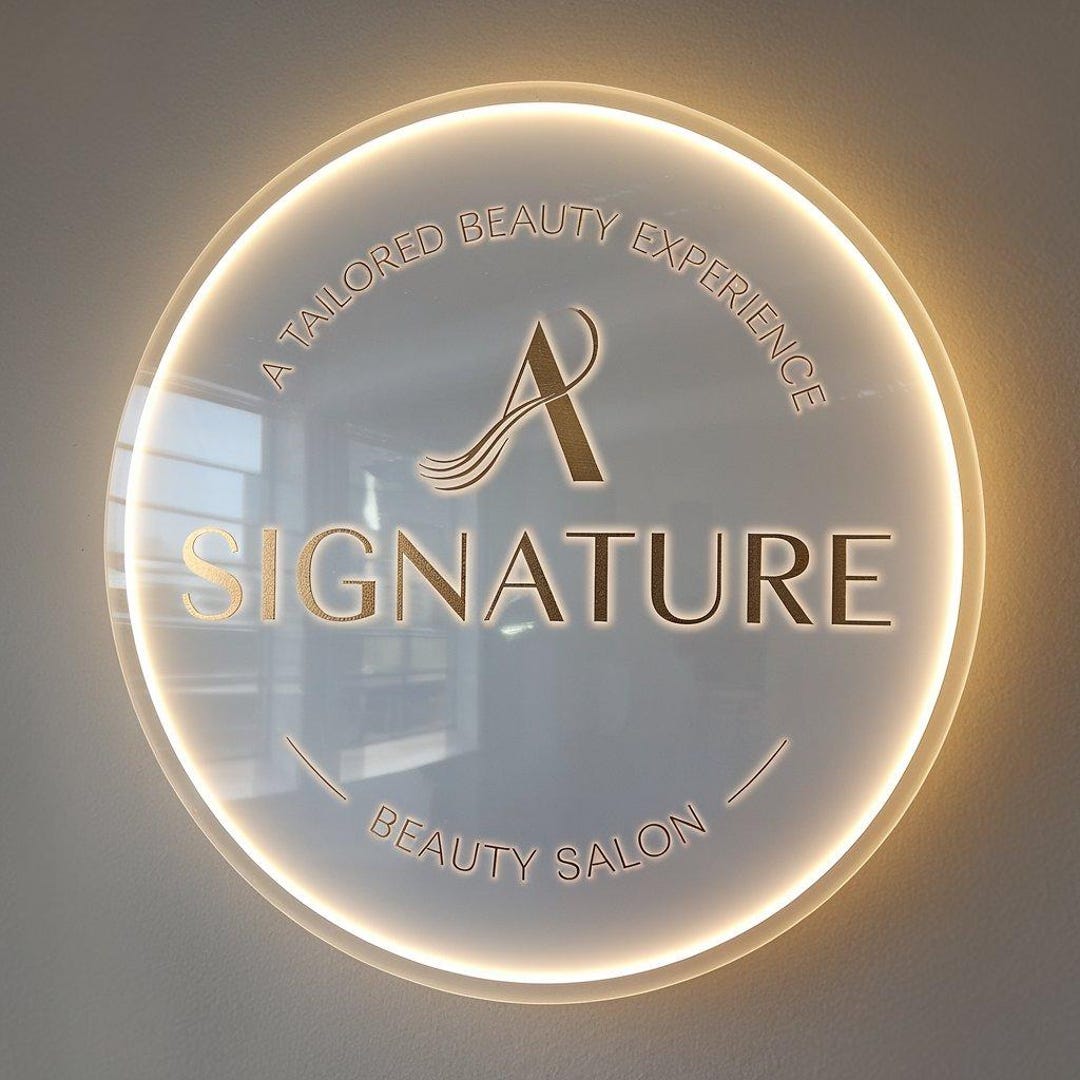 Custom Acrylic Business Logo Sign, Round Acrylic Logo Sign, LED ...