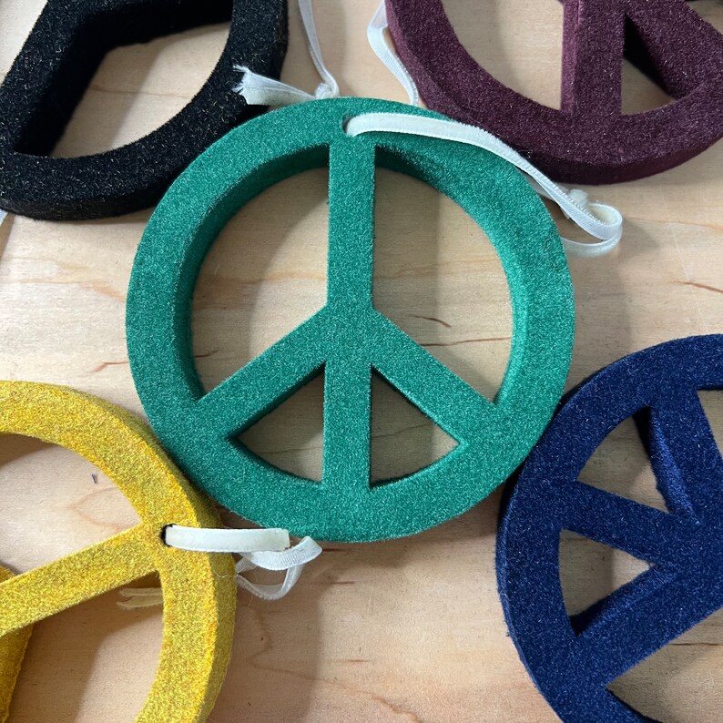 Peace Sign Velvet Ornament | Retro Holiday Decor | Christmas Ornament ...