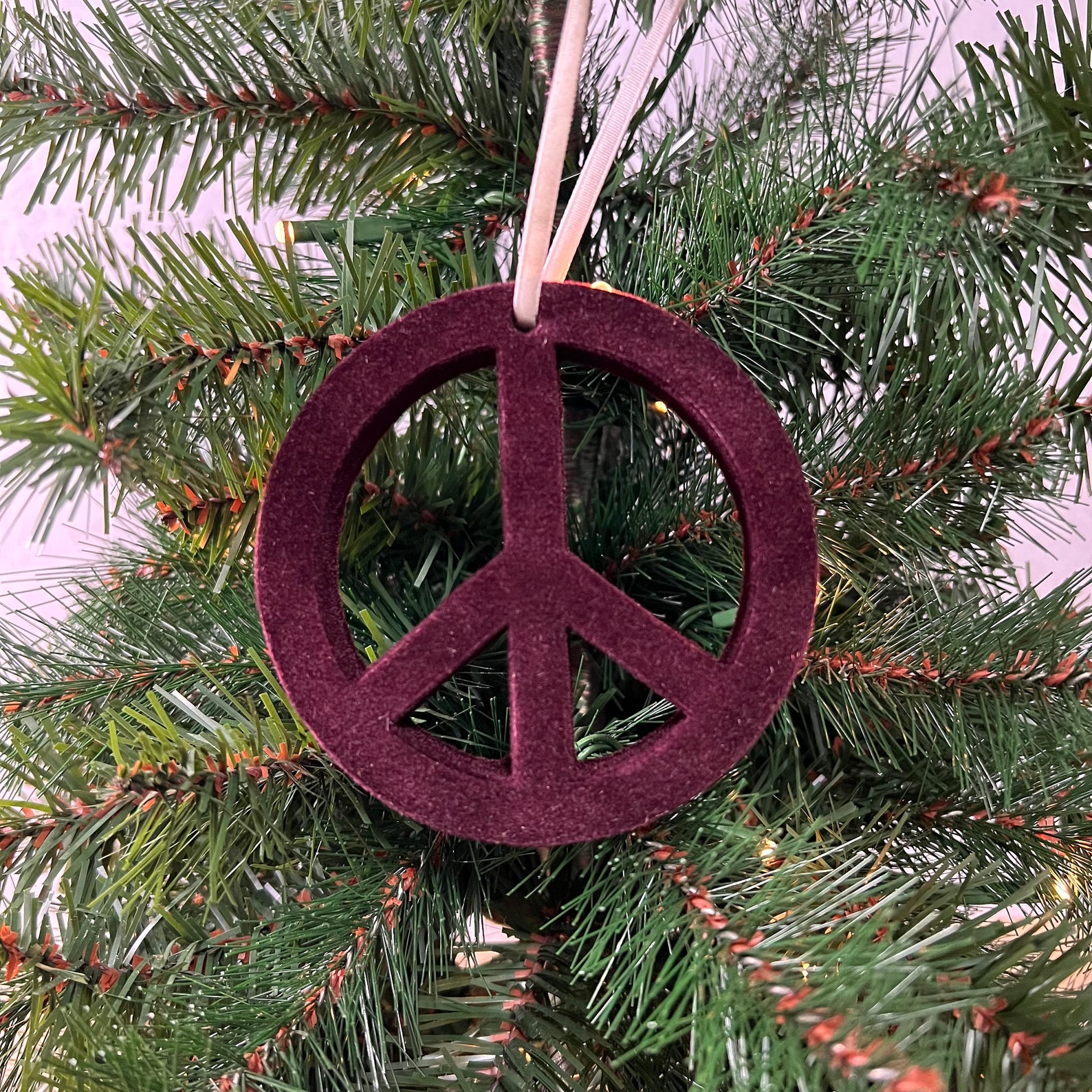 Peace Sign Velvet Ornament | Retro Holiday Decor | Christmas Ornament ...