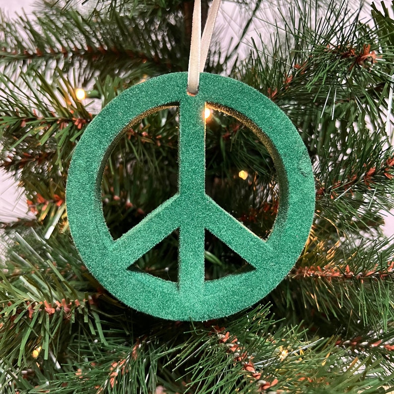 Peace Sign Velvet Ornament | Retro Holiday Decor | Christmas Ornament ...