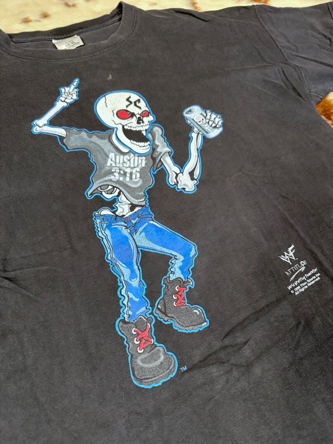 STONE COLD SKELETON Steve Austin 3:16 1998 Vintage Tee Wwf - Etsy