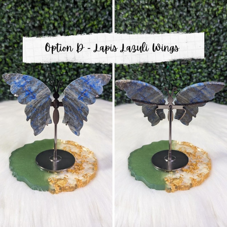 Butterfly Crystal Wings Pair *stand Included!* Flower Agate Blue ...