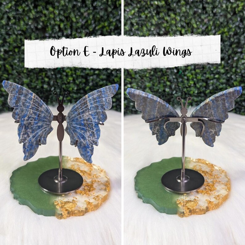 Butterfly Crystal Wings Pair *stand Included!* Flower Agate Blue ...
