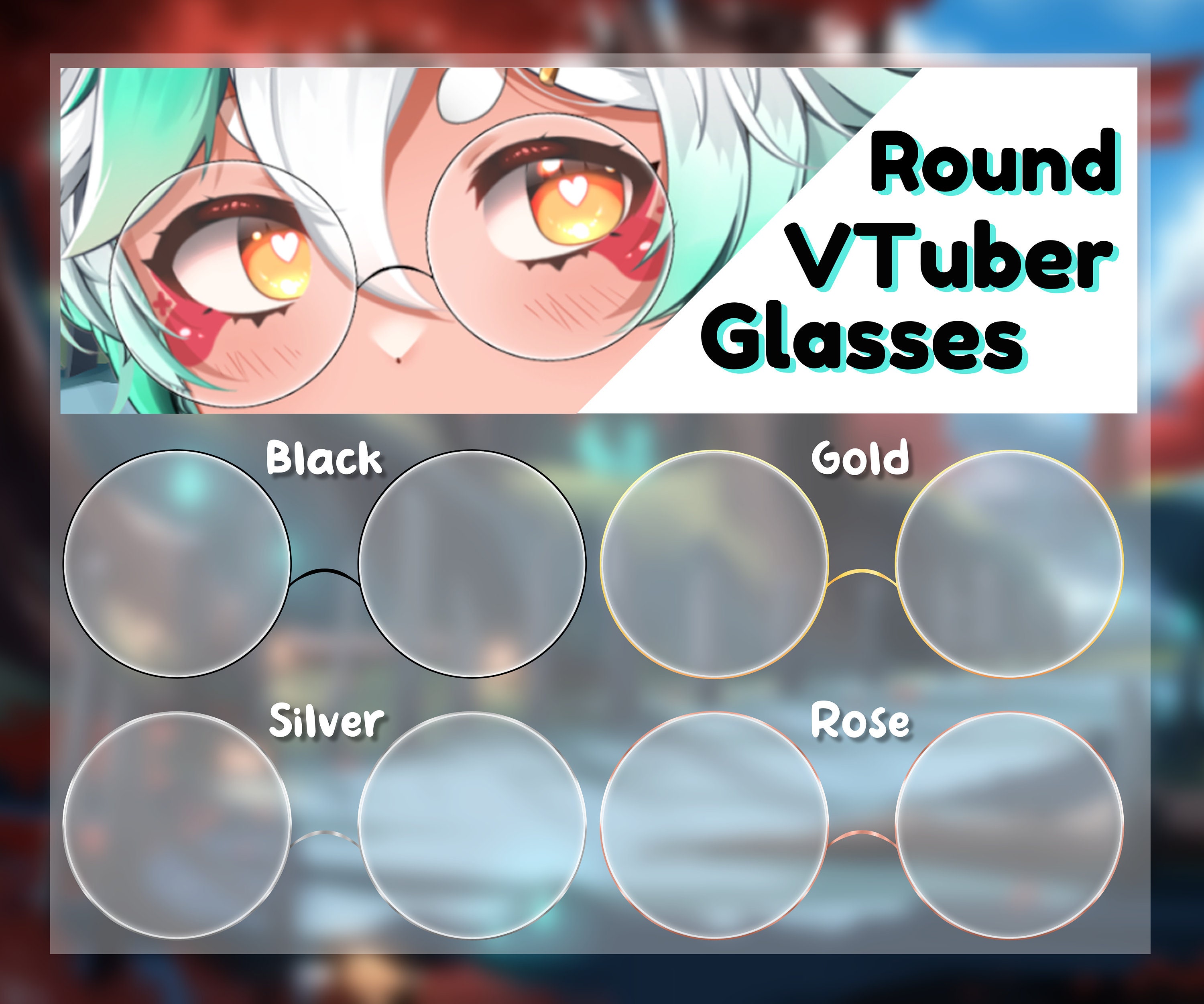 Round Glasses Accessory (4 Colors)【 Vtuber Asset 】 Vtubing | Live2d | Vtube Studio | Item | Cute ...