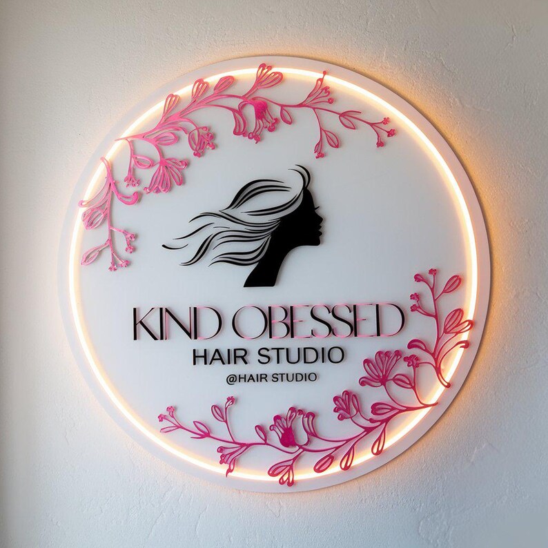 Custom Acrylic Sign Printed Salon Sign Light up Business Logo Acrylic ...