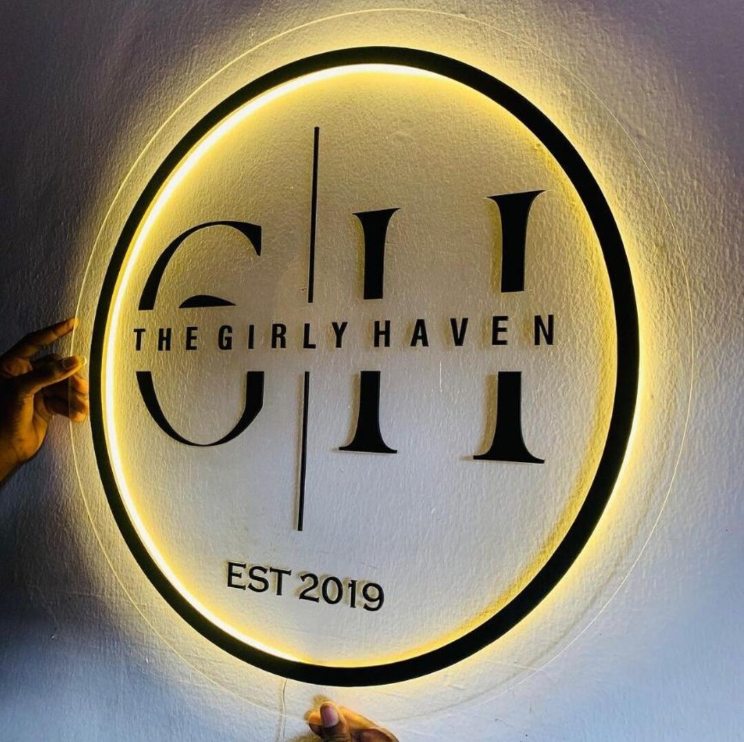 Acrylic Business Sign, Neon Logo for Spa and Salon, Backlit LED Sign ...