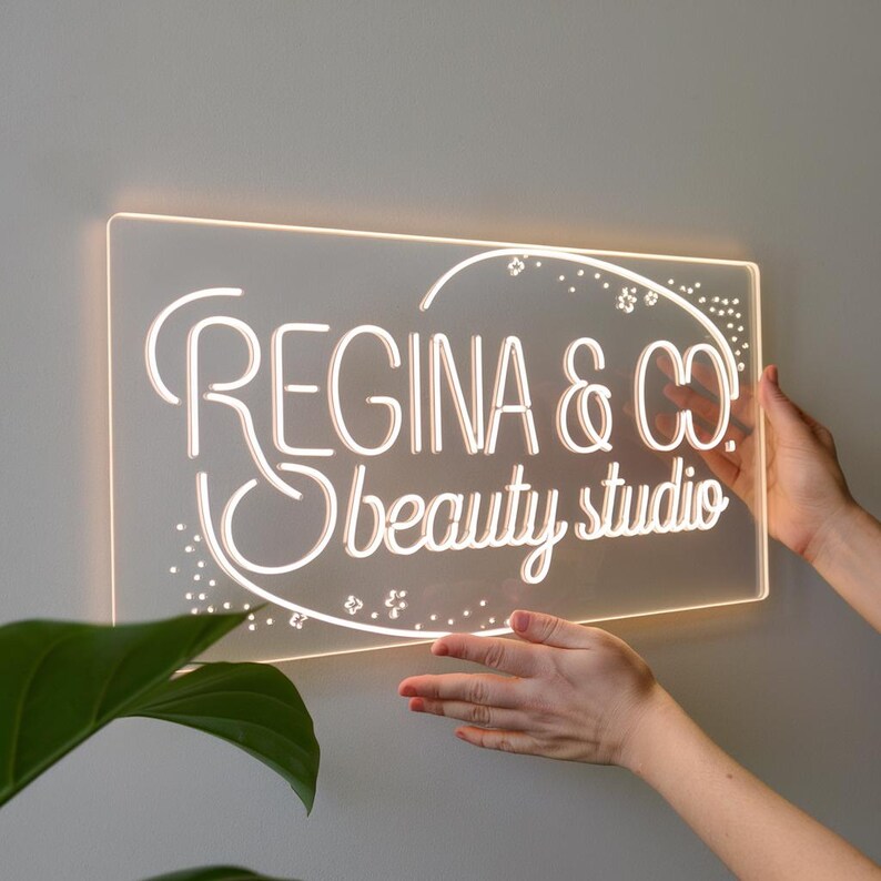 Custom Acrylic Sign Printed Salon Sign Light up Business Logo Acrylic ...