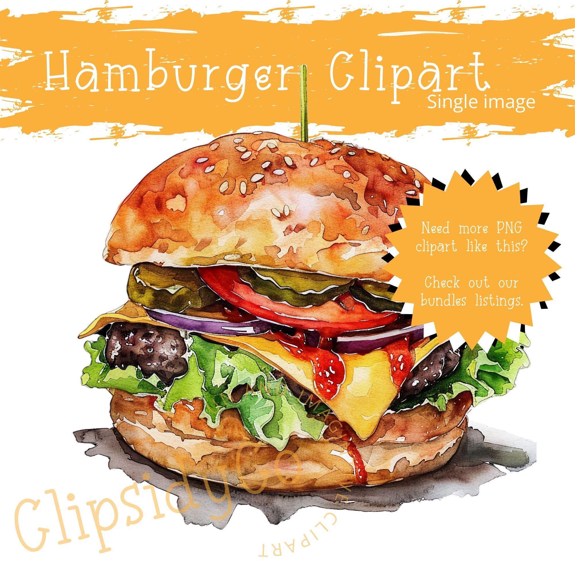 Hamburger Clipart: Food Illustration, Sandwich PNG (digital Download ...