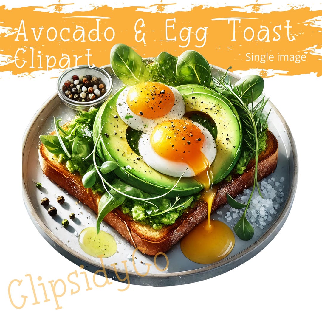 Avocado Toast Clipart, Food Illustration, Breakfast Sandwich Clipart ...