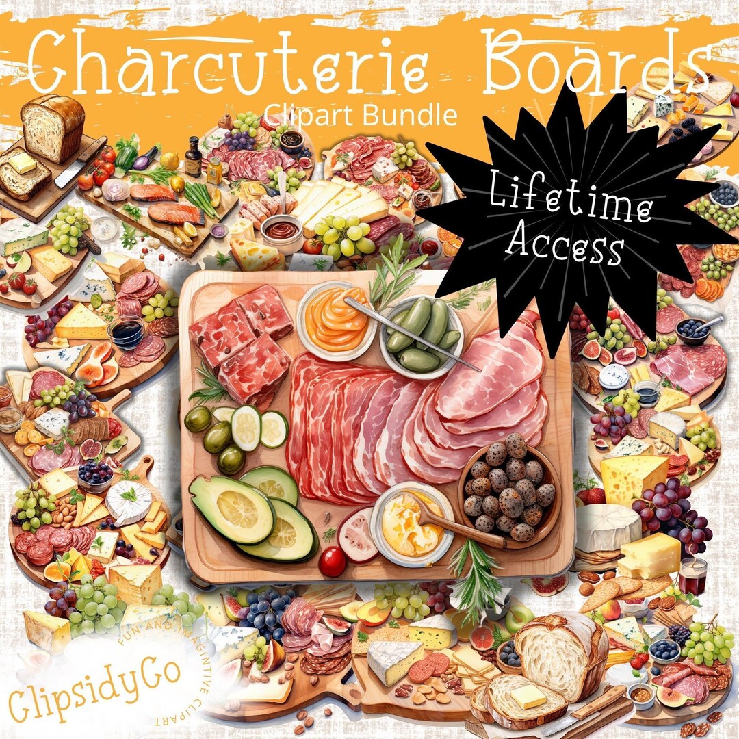 Charcuterie Board Clipart Kitchen Clipart Bundle Food Art Digital ...
