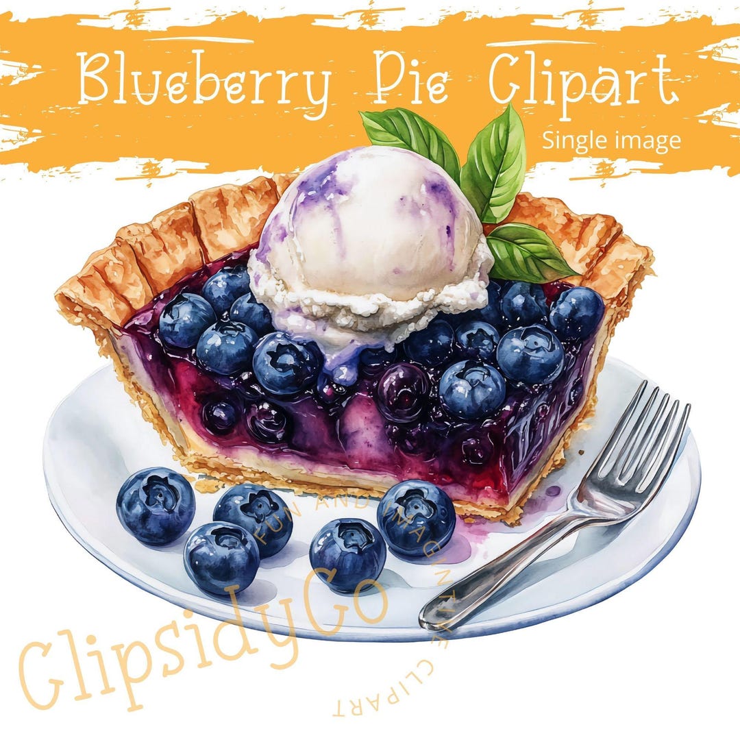 Food Illustration, Blueberry Pie Clipart, Clipart PNG, Sublimation ...